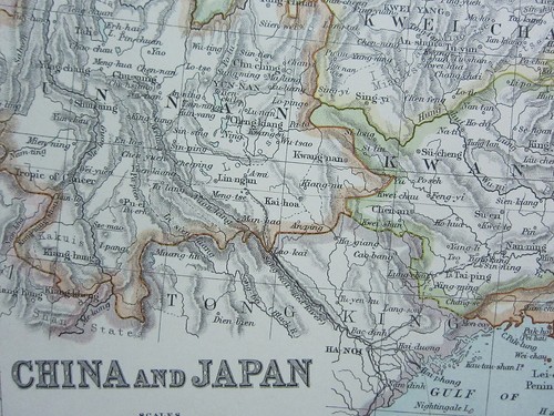 1910 MAP ~ CHINA & JAPAN ~ HU-NAN KIANG-SI FU-KIEN FORMOSA KOREA NIPPON ...