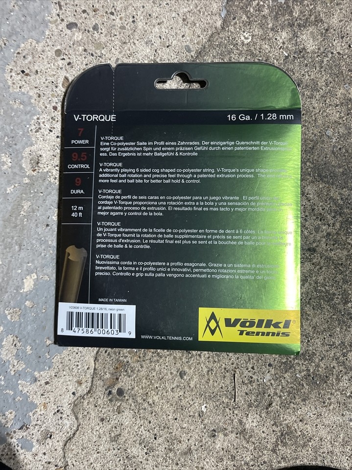 Volkl V-Torque 16G Tennis String Fluo Green New | eBay