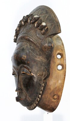 African, masterly carved, wooden Mblo - Gba Gba mask, of Baule / Baoulé ...