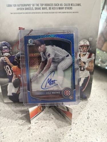 2025 Bowman Chrome Cole Mathis Blue Mojo Refractor Auto /150 Cubs | eBay