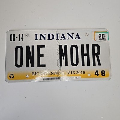 Indiana License Plate 2020 ONE MOHR Personalized Plate | eBay