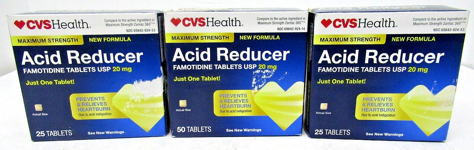 CVS Max Strength Acid Reducer 100 tabs total 2 boxes of 25 tabs & 1 box ...