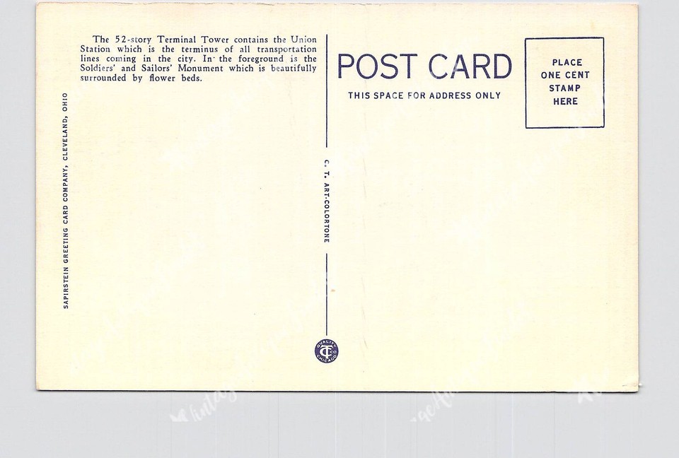 PPC Postcard OH Ohio Cleveland Union Terminal Tower Showing Solders ...