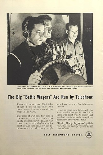 Bell Telephone Systems U. S. Battelship Battle Wagons Vintage Print Ad ...