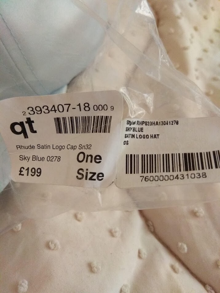 Rhude Satin Embroidered Logo Baseball Cap Sky Blue RRP £199 | eBay UK