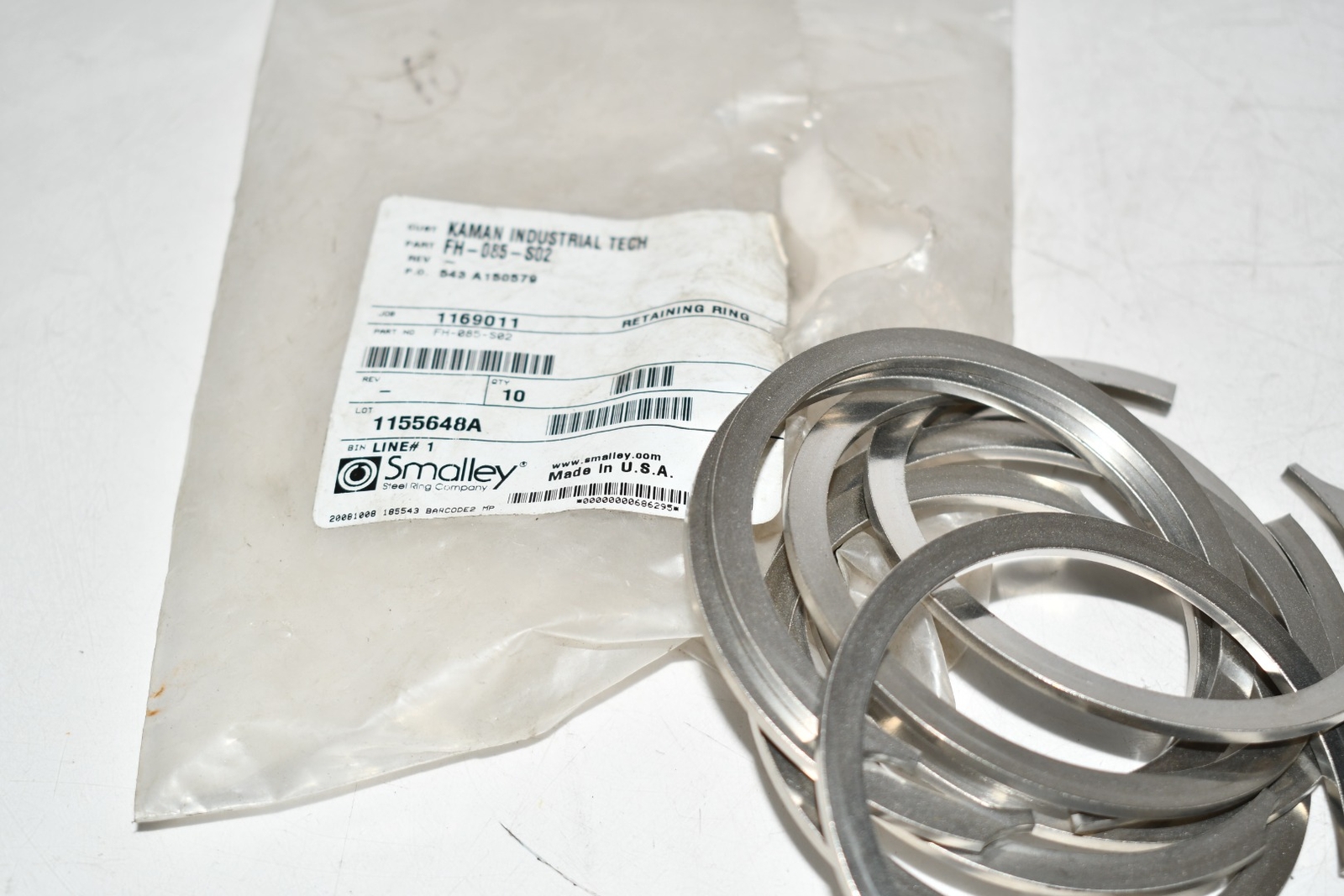 Pack of 8 NEW Smalley FH-085-S02 Retaining Rings | eBay