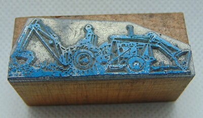Vintage Printing Letterpress Printers Block Old Backhoe Tractor | eBay