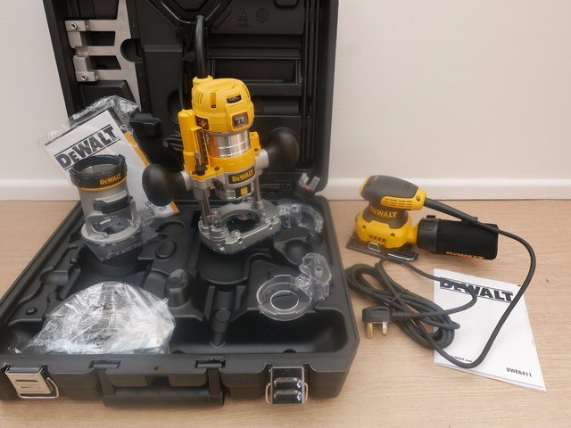 DEWALT D26204k Multi Base Plunge Router Dwe6411 Palm Sander 240v for ...