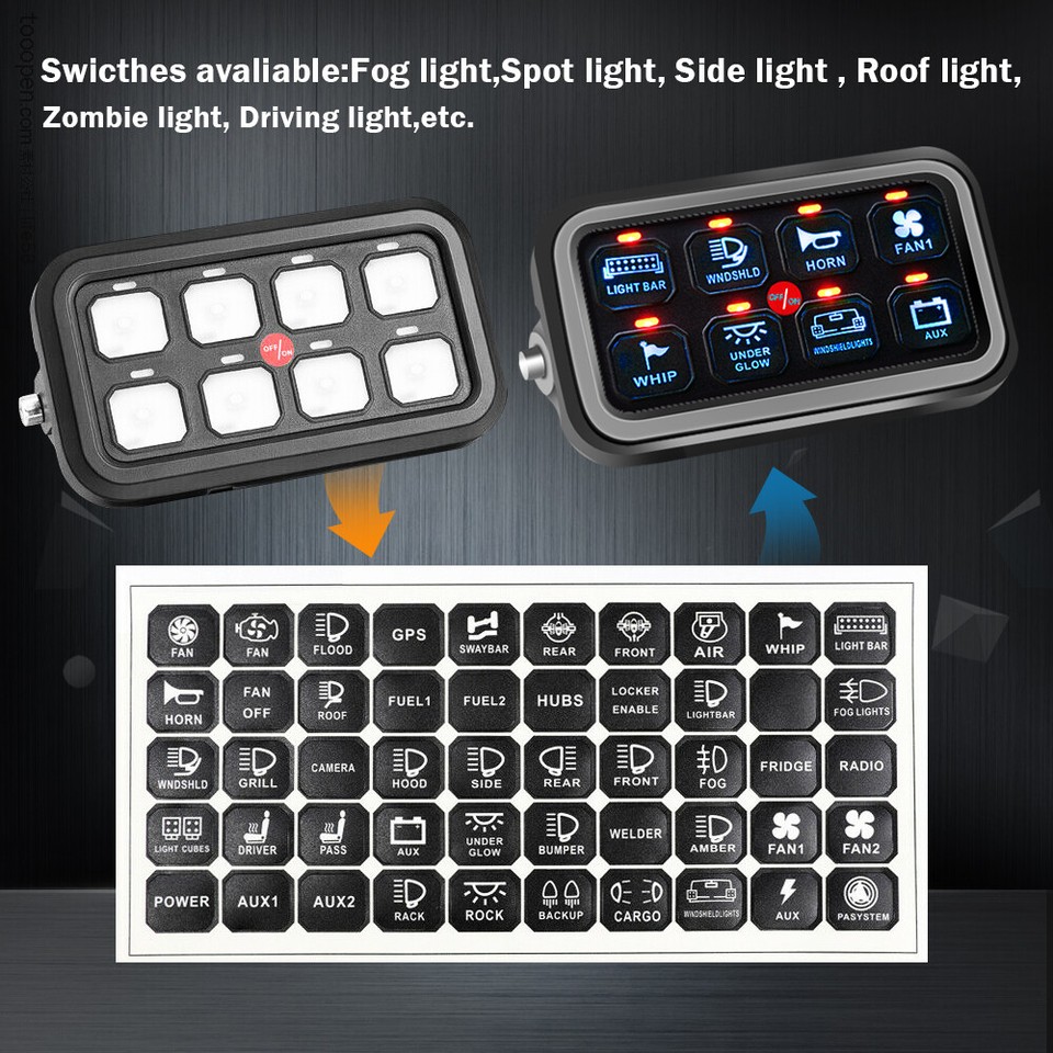 AUXBEAM 8 Gang ON-OFF Switch Panel Electronic Relay For Dodge Ram 1500 ...
