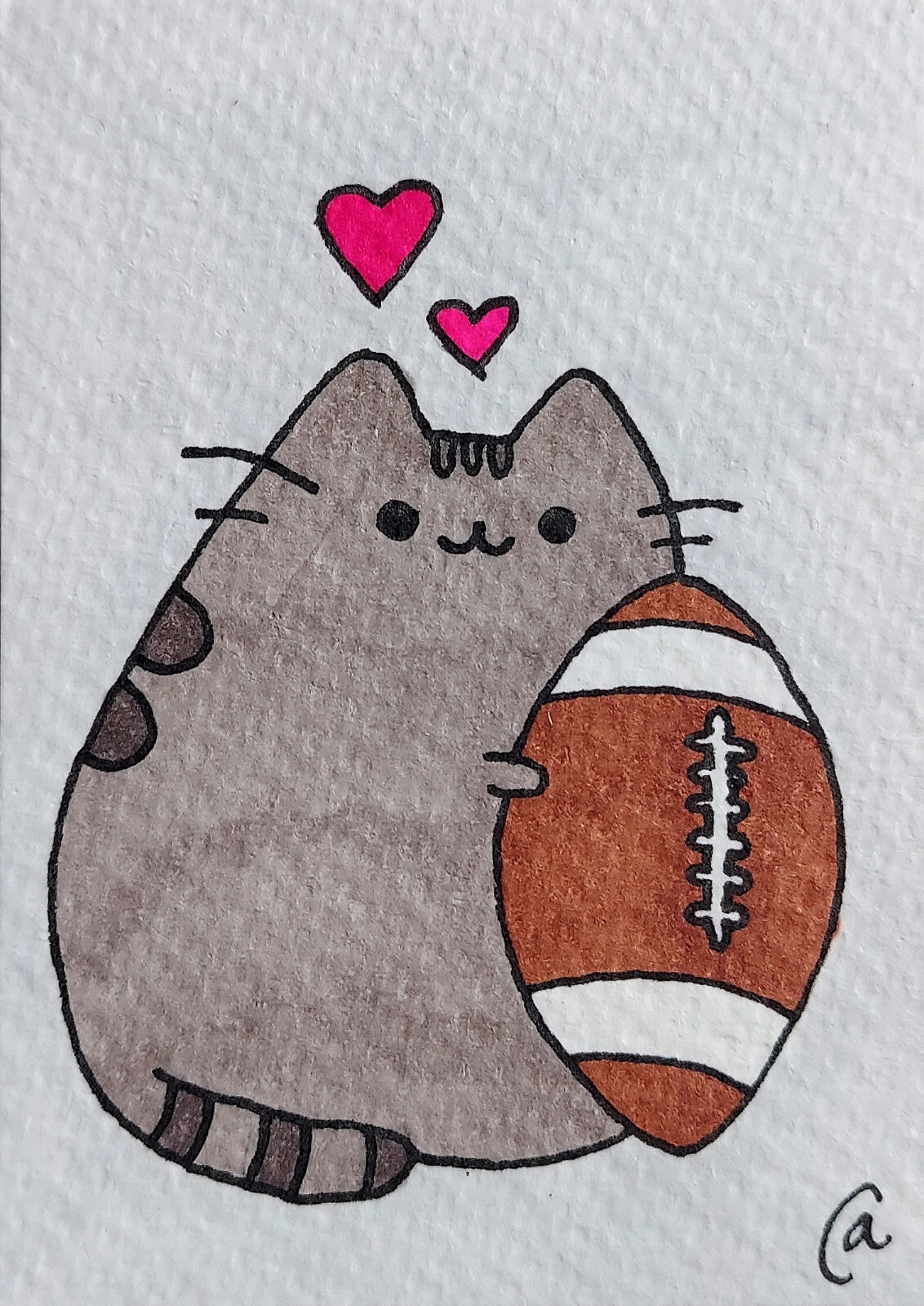ACEO Original Painting Pusheen Cat Sports Lover | eBay