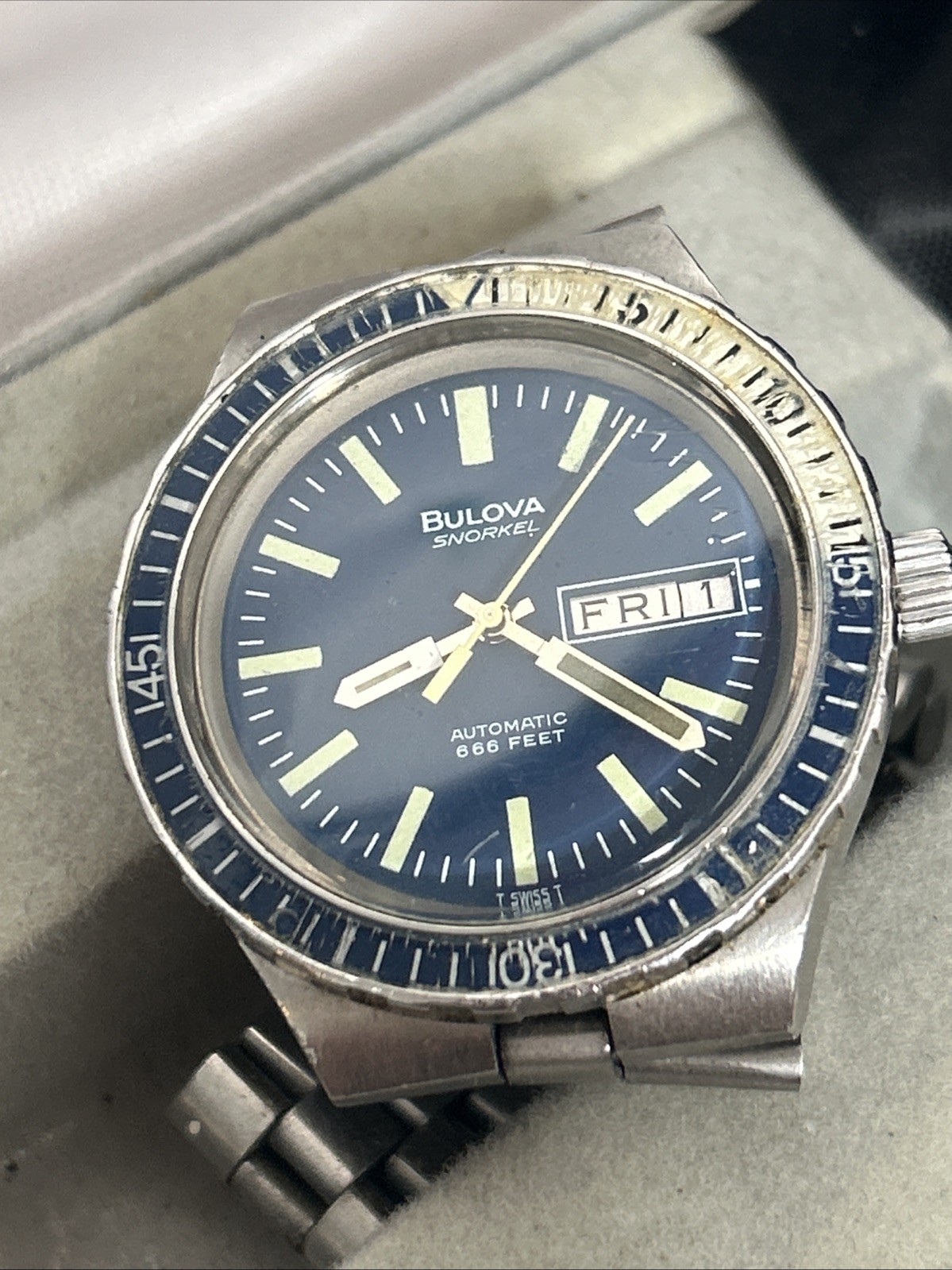 Bulova Oceanographer Blue Glow Automatic Snorkel 666 Feet Wrist Watch ...