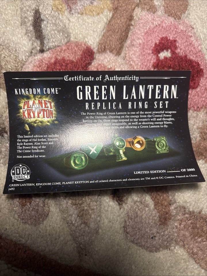 Men's Kingdom Come KC Planet Krypton Green Lantern Ring Replica Set | eBay