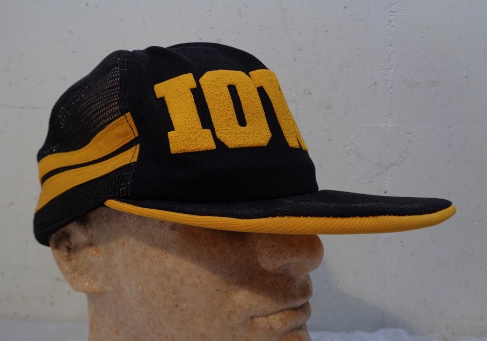 RARE Vintage Iowa Hawkeyes 2 Stripe Snapback Mesh Cap USA | eBay