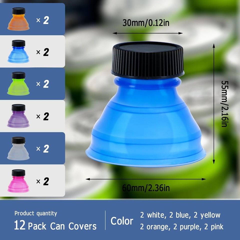 12 Pack Can Covers,Reusable Pop Can Bottle Tops Lids for Soda ...