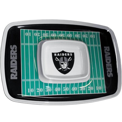 Las Vegas Raiders Chip Dip Serving Tray NFL Football Field w/Team Name ...