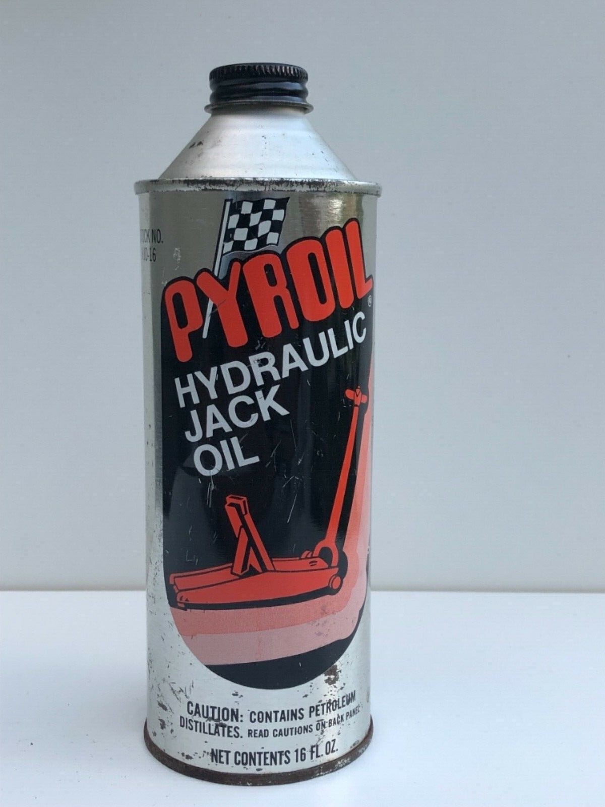 ALL METAL, CONE TOP 16OZ. PYROIL HYDRAULIC JACK OIL CAN FULL | eBay