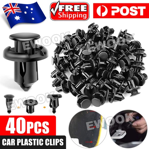 40X Car Plastic 10MM Scrivet Screw Clips Fit Door Boot Trim Panel ...