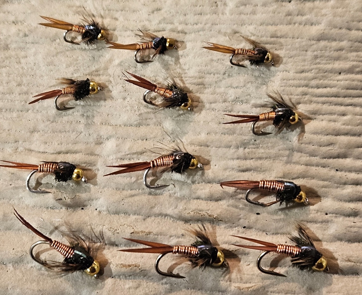 Fly fishing flies (nymphs) Beaded Copper Johns size 12-18 hand tied 3 ...