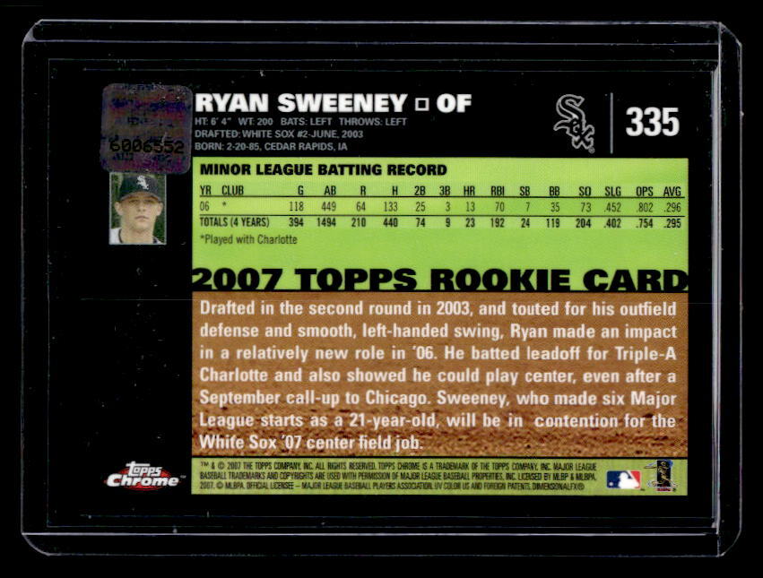 2007 Topps Chrome #335 Ryan Sweeney Rookie Autograph | eBay