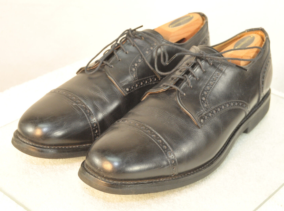 Allen Edmonds Mens 10.5 B Benton Black Leather Cap Toe Oxford Vibram ...