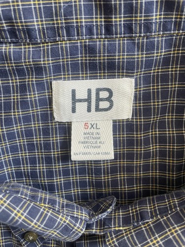 Harbor Bay HB Shirt Mens 5XL Plaid Long Sleeve Button Up Casual Blue | eBay