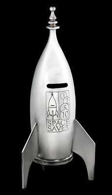 Rocket Ship Space Vehicle Saver Coin Piggy Bank 9.5" Art Deco Spaceship ...