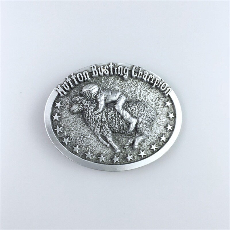 Antique Silver Oval Mutton Busting Champion Western Belt Buckle also ...