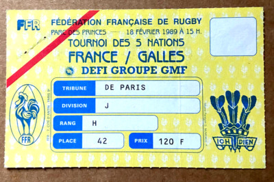 Rugby ticket France 31 v 12 Wales Pays Galles Tournoi V Nations ...