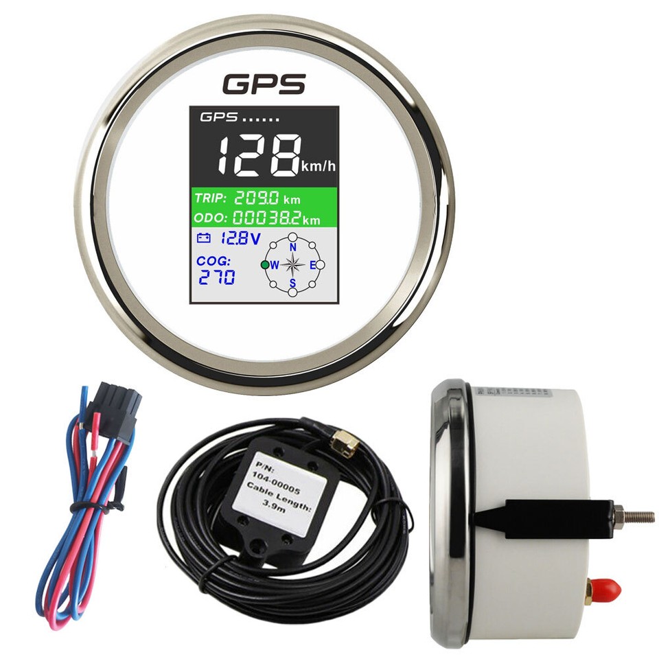 2 Gauge Set GPS Speedometer Volts 0-8000rpm Tachometer White LED for ...