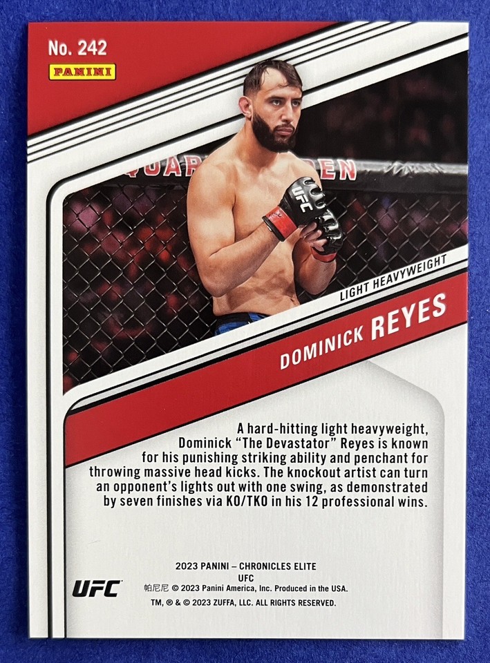 Dominick Reyes 2023 Panini Chronicles UFC ELITE BRONZE PARALLEL #242 / ...