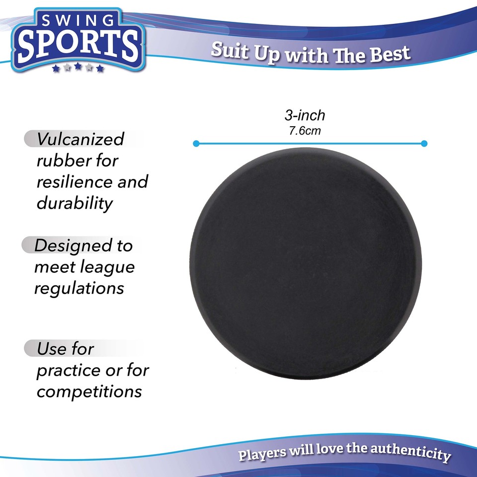 Swing Sports Hockey Pucks Bulk Set - 12pk Rubber 6oz Black Hockey ...