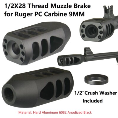 Ruger PC Carbine 9 mm 1/2x28 TPI Low Concussion Tanker Muzzle Brake ...