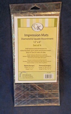 4 Piece Cake Craft IMPRESSION MATS Diamonds & Squares Fondant Gum Paste ...
