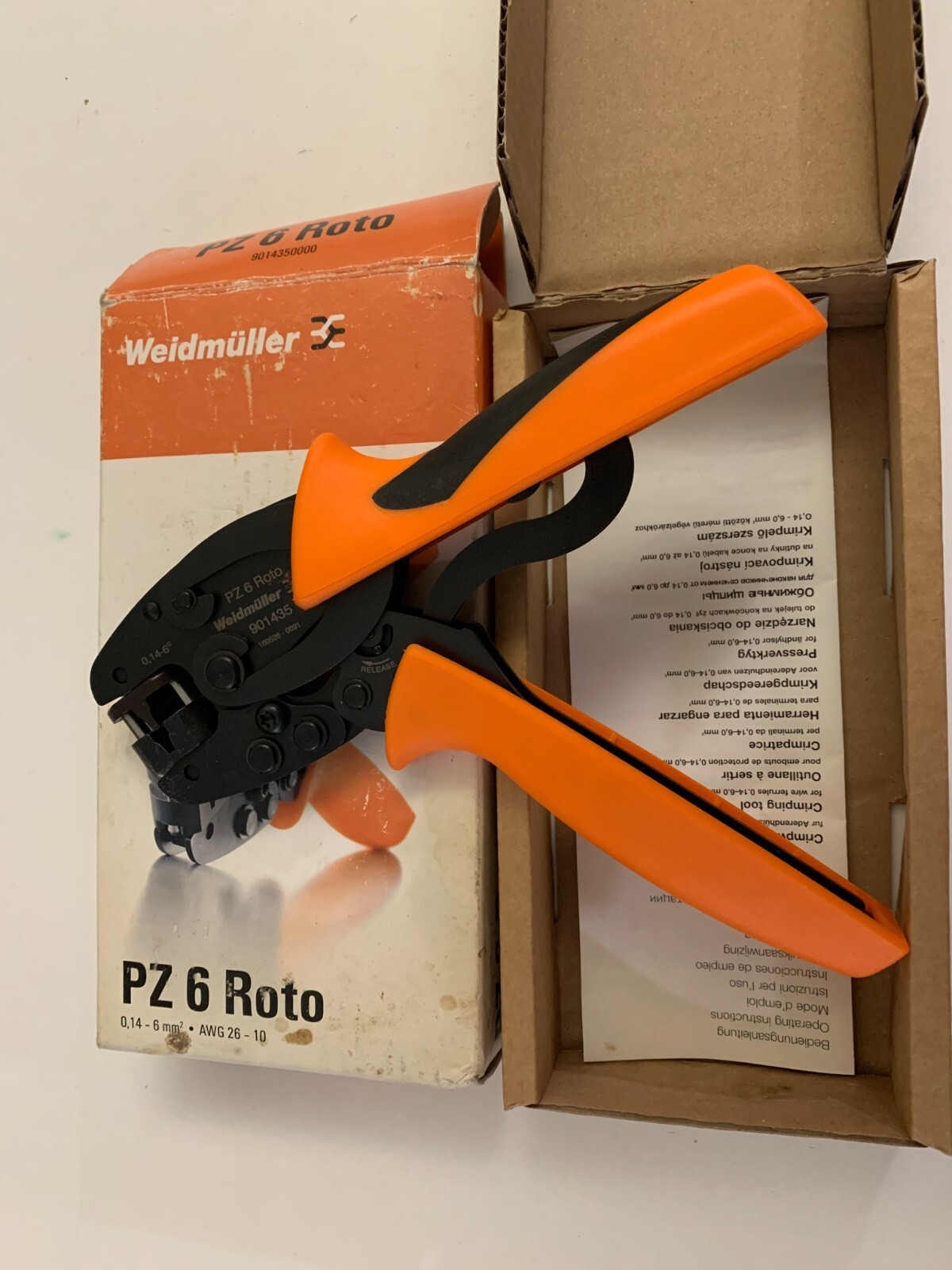 Weidmuller PZ 6 Roto Crimper Tool 9014350000 Orange Handle 0.14-6 mm | eBay