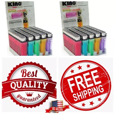 King Classic Disposable Butane Lighters Assorted Colors 50 Lighters ...