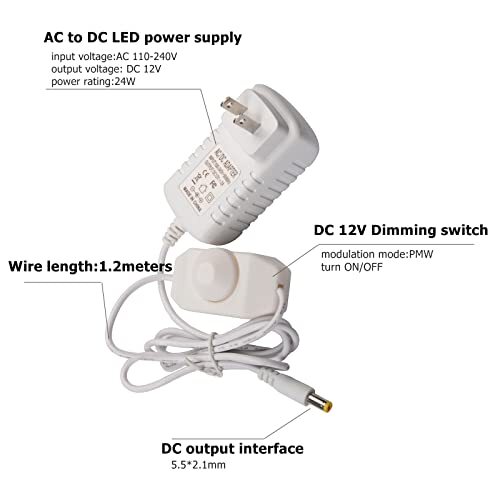 DC12V 2A Plug-in Dimmer Switch 110-240V AC to DC Converter Power Supply ...