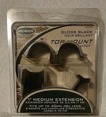 Weaver 1" Medium Extension Gloss Black Scope Rings, Top Mount 49090 | eBay