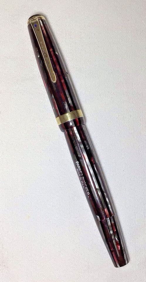 Parker Duofold Senior Blue Diamond Maroon And Grey Chevron Cap V Nib ...