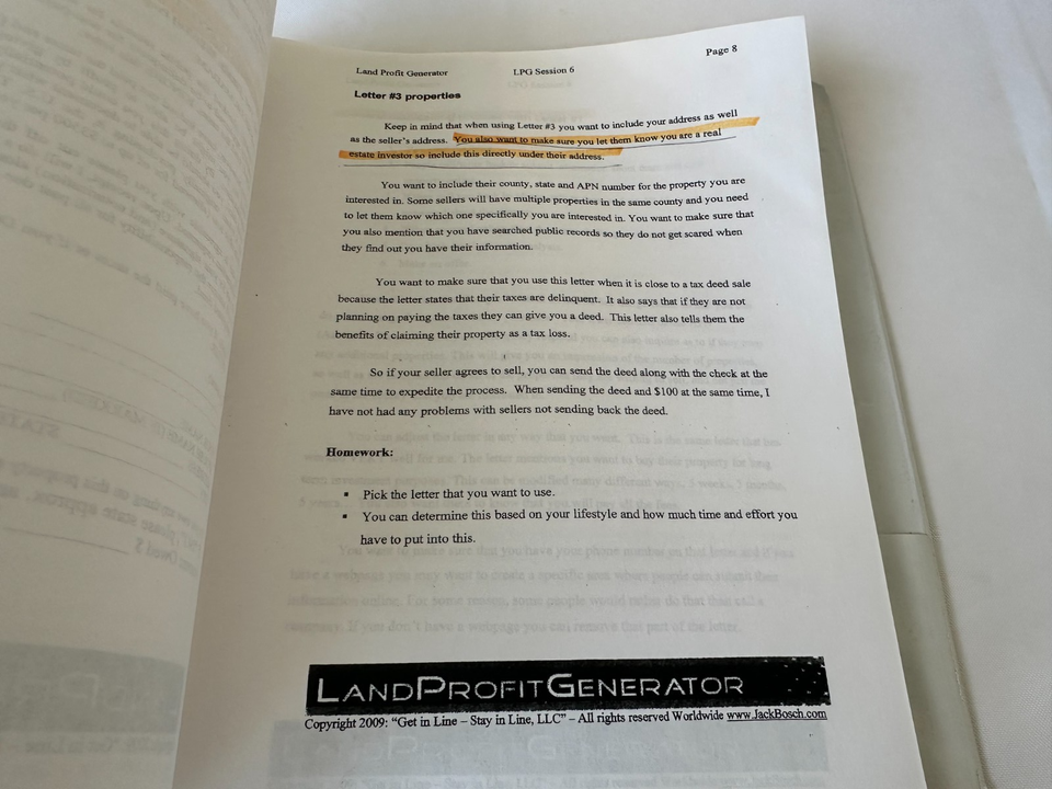 LAND PROFIT GENERATOR COURSE BY JACK BOSCH - TWO MANUALS & 12 DVD'S ...