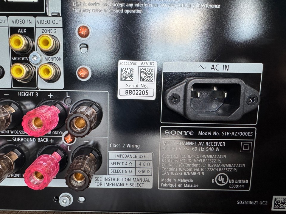 SONY STR-AZ7000ES A/V Receiver 9.2-Ch 8K Home Theater - STRAZ7000ES #VG ...