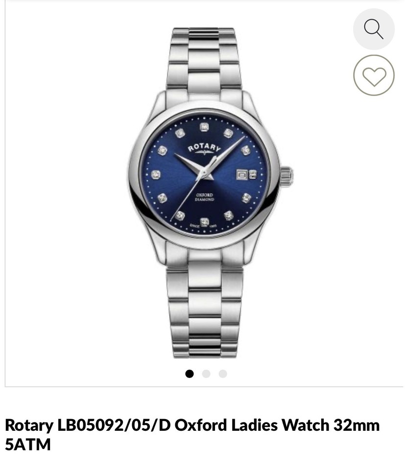New Ladies Rotary ‘Oxford’ & steel date / stone Quartz Watch LB05092/05 ...