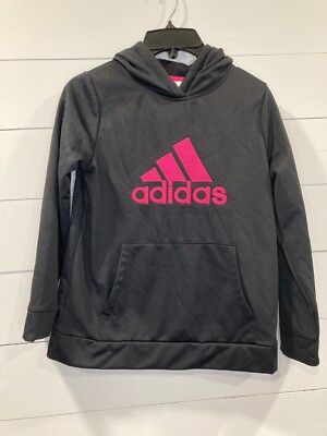 Adidas Youth Girls Hoodie Sweatshirt Size Medium 10/12 Black Pink | eBay