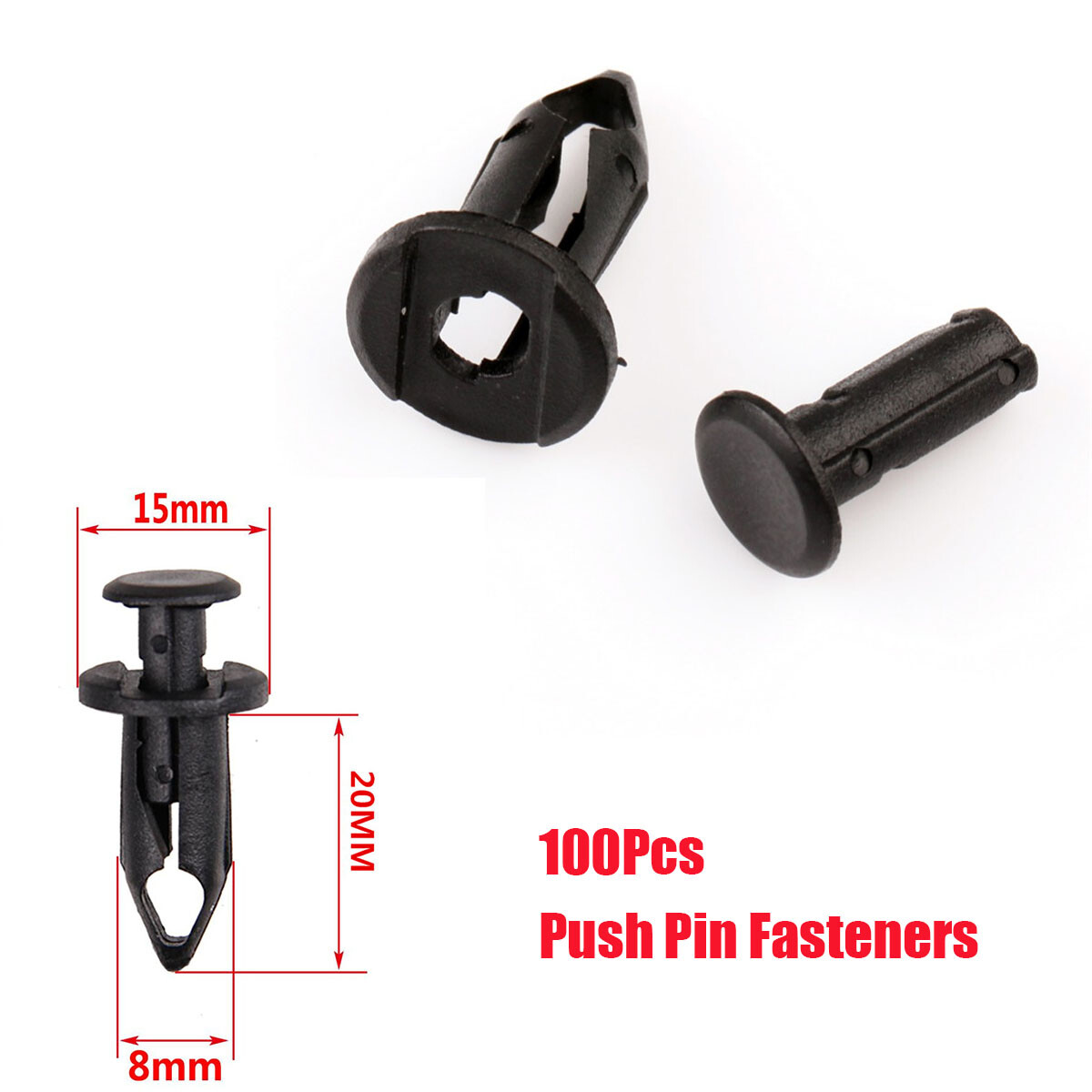 100x M8 Black Nylon Fasteners Rivets Push Pin Retainer Clips For ...