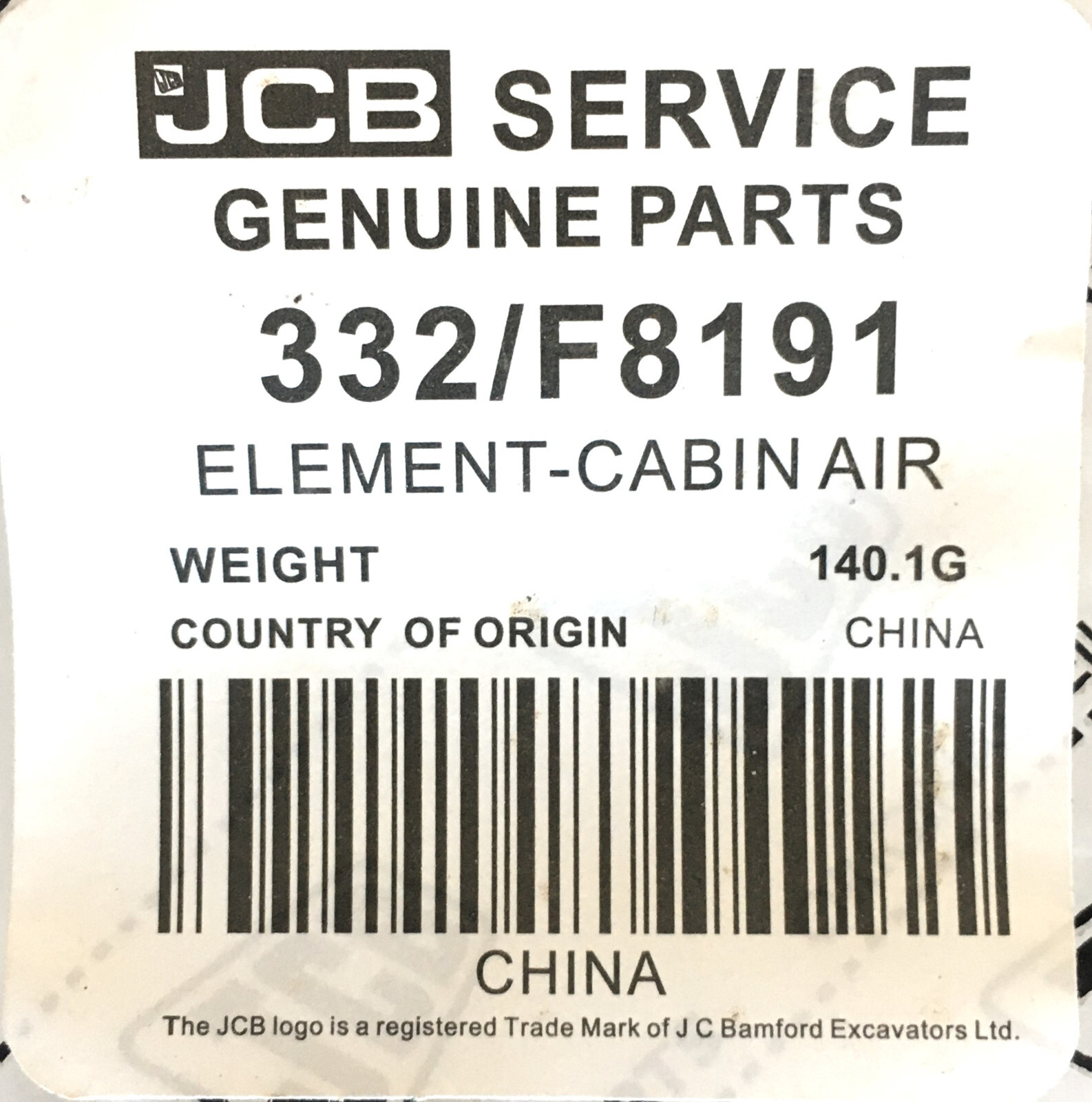 JCB 332/F8191 Air Filter Genuine 332F8191 | eBay