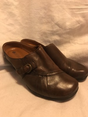Earth Spirit Classics Brown Leather Clogs Shoes Buckle Emily 2 Heel 8 1 ...