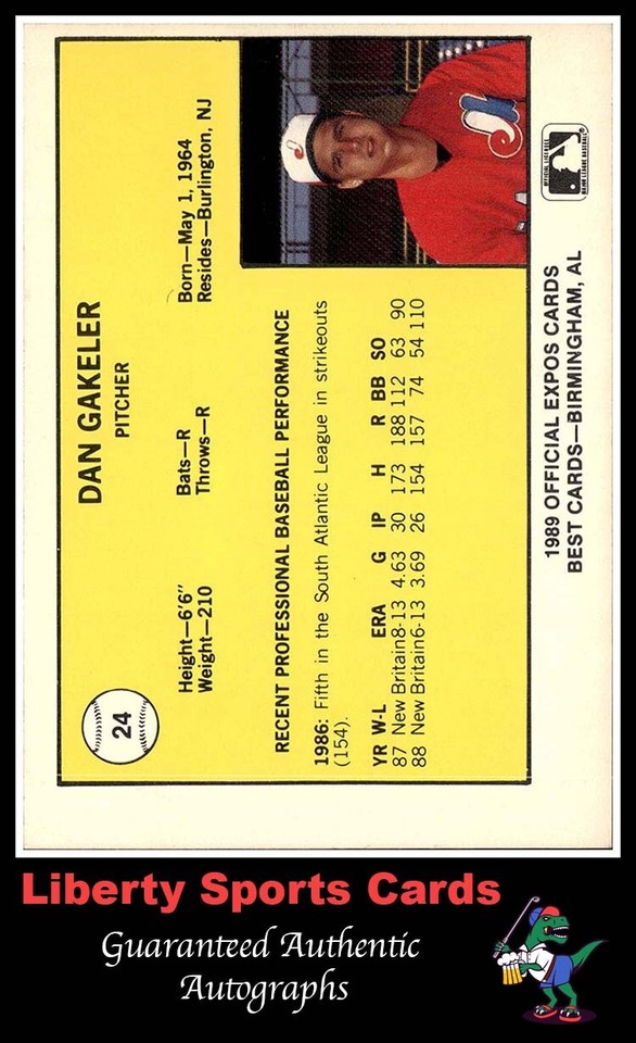 1989 Team Best Dan Gakeler #24 Authentic Autographed Card Jacksonville ...