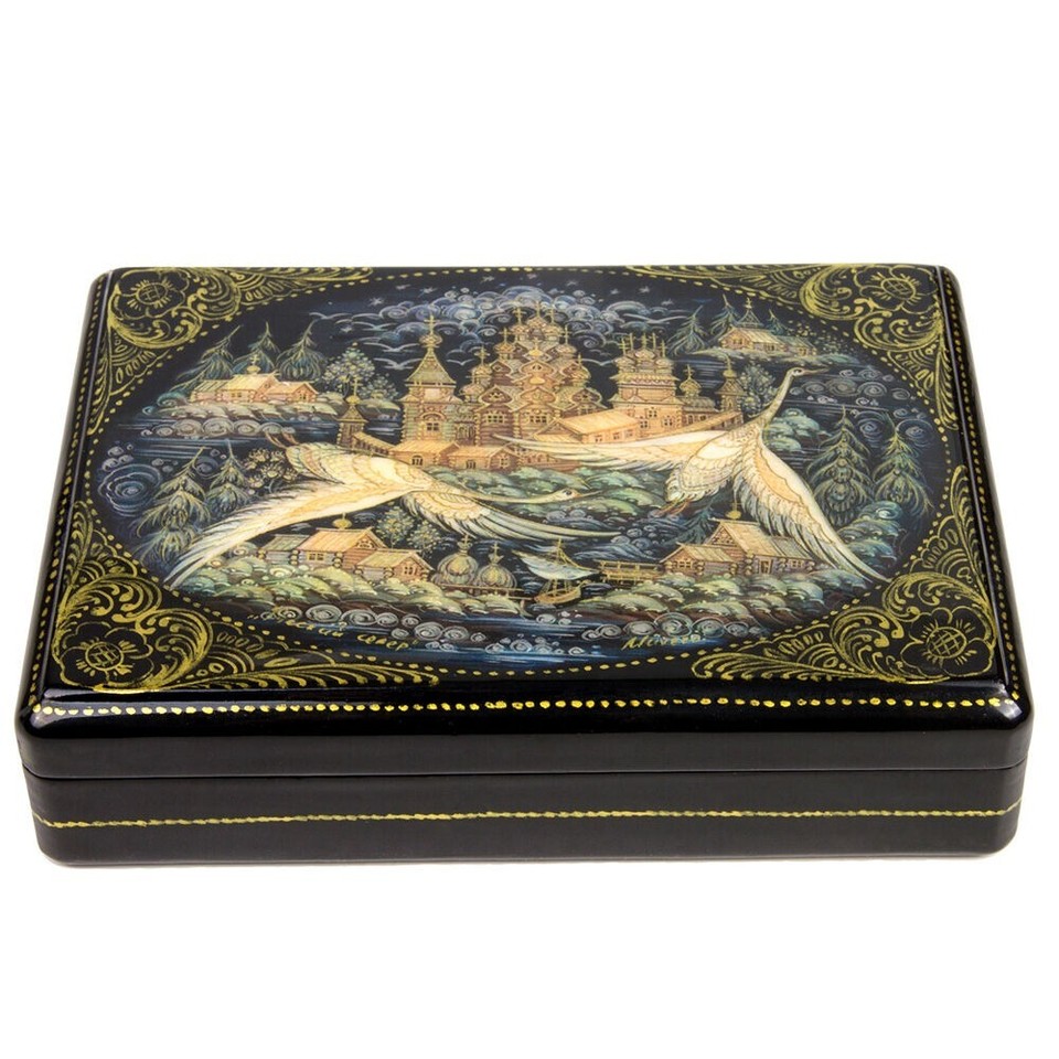 North Russian Lacquer Box Fedoskino Keepsake Trinket Jewelry Box 4x6 | eBay