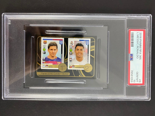 Lionel Messi, Cristiano Ronaldo / PSA 10 Sticker Panini 2016 Fifa 365 ...