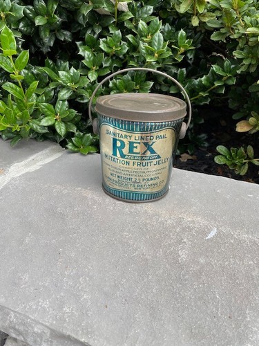 Vintage REX Fruit Jelly Tin/Pail w Lid -New York - RARE 2.5lb EXTRA ...