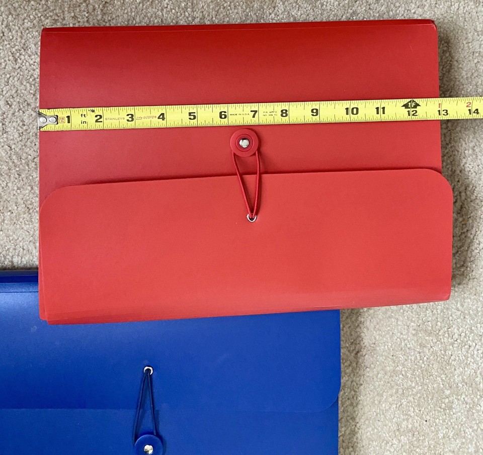 Two, 13 X 9.5 Inch Expandable Plastic File Folders, 6 Inner Dividers ...